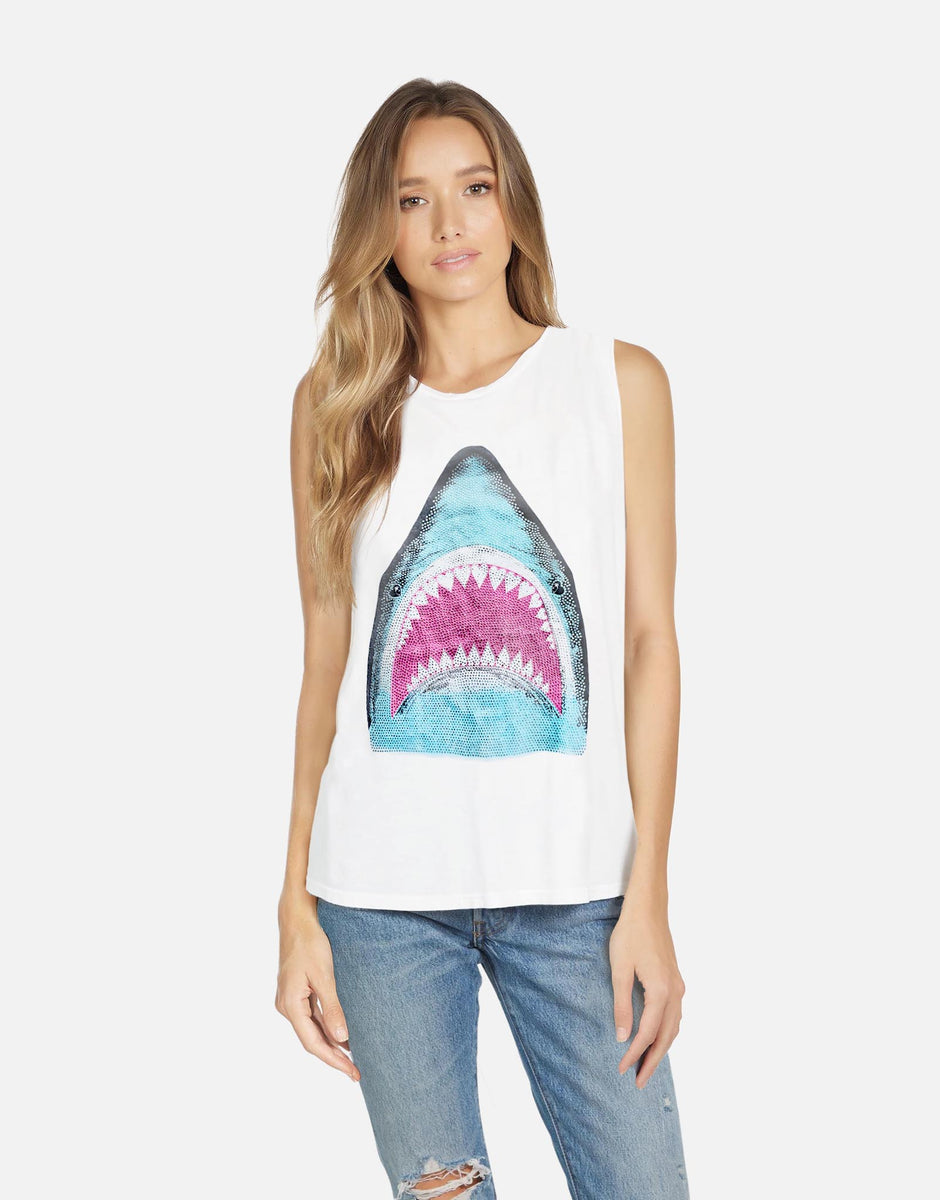 Shark Vintage Tank Top w/ Crystals | Kel X by Lauren Moshi